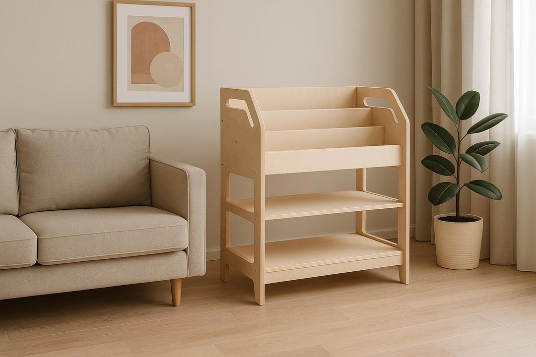 Montessori Wooden Forward-facing Bookshelf – Minimalist Kids Book ...