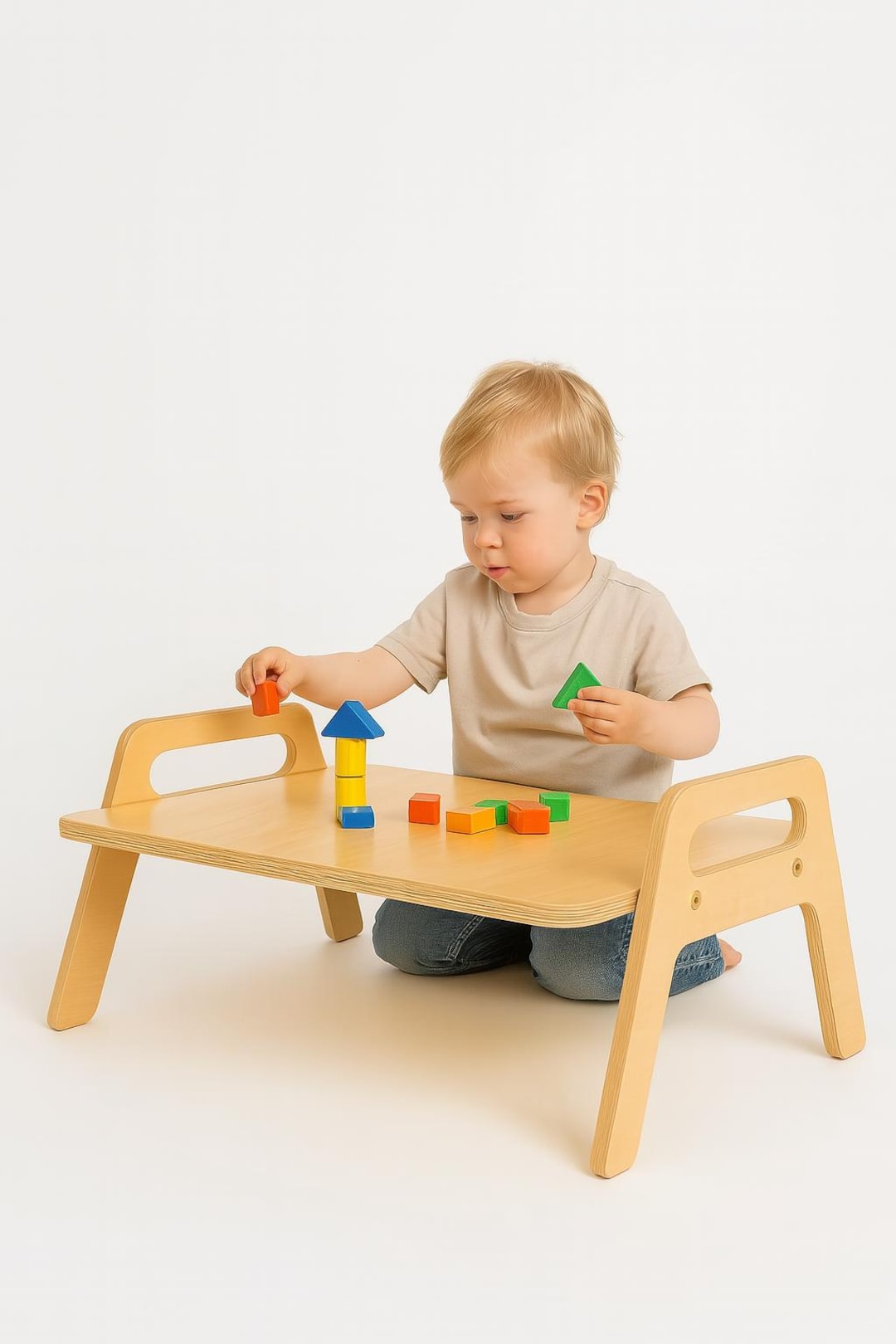 Minimalist Wooden Kids Floor Table: Montessori Toddler Activity Table ...