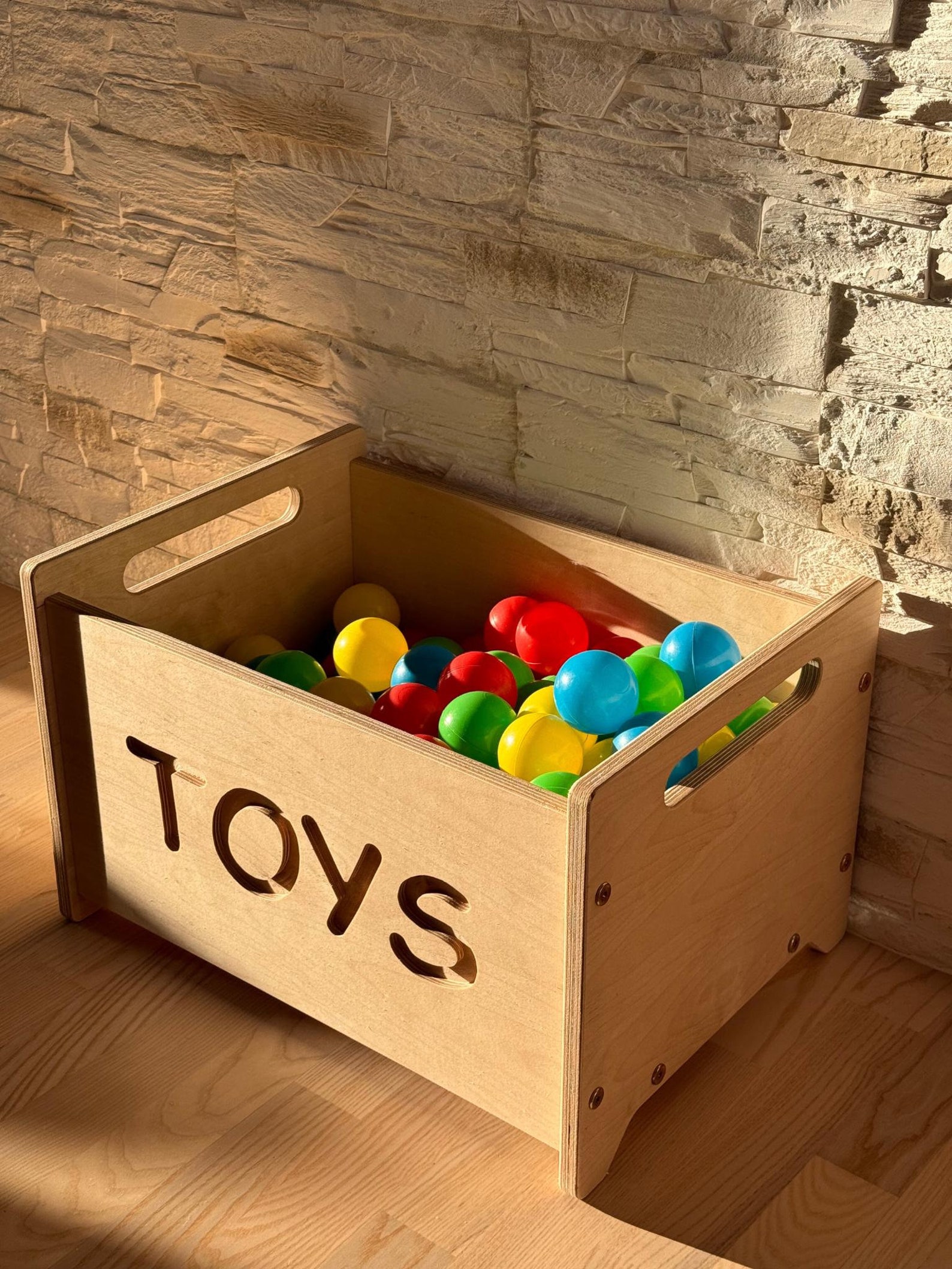 Handmade Wooden Toy Box With Handles - Engraved 'TOYS' Design - Etsy