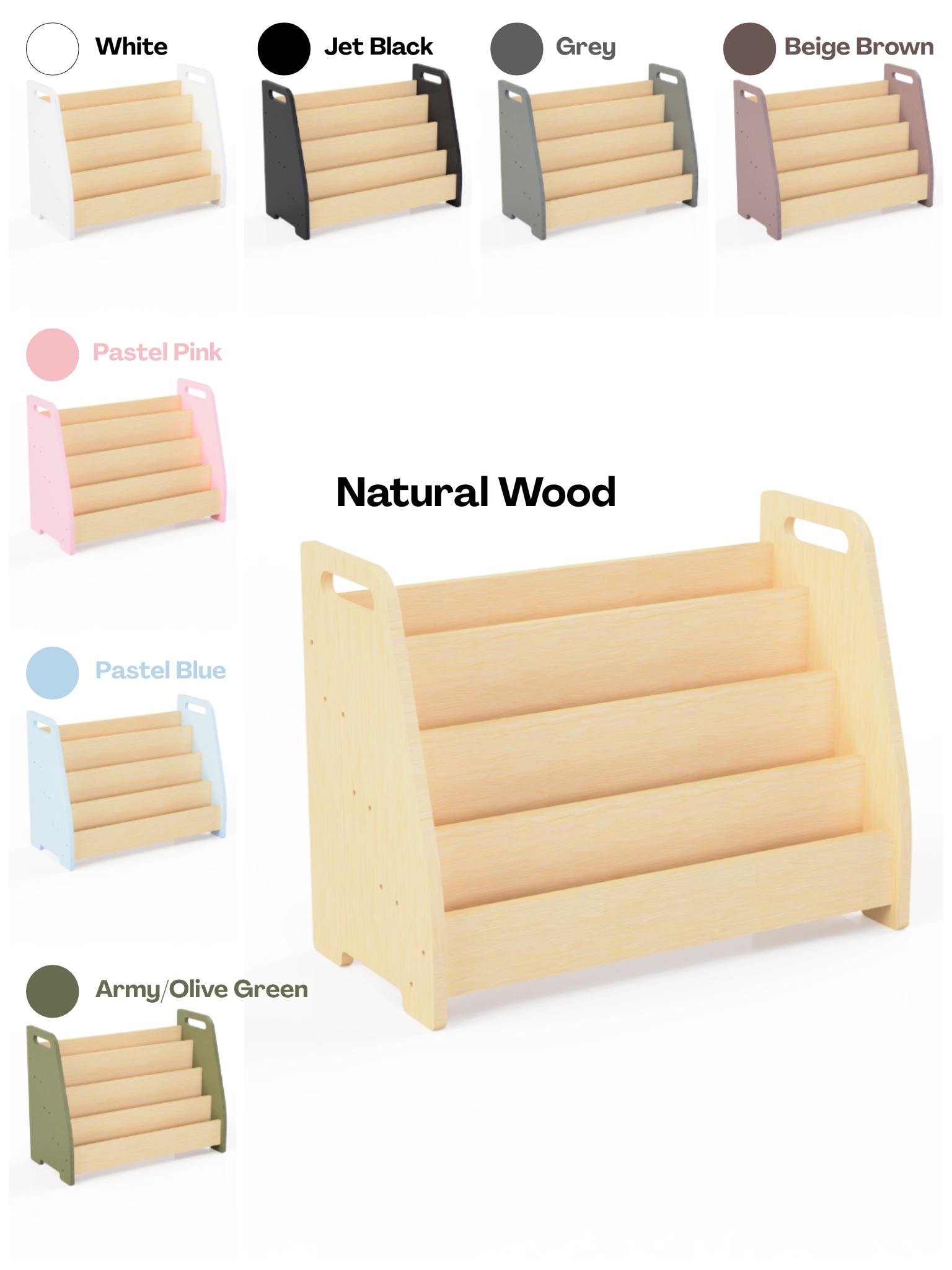 Montessori Bookshelf: 4-tier Birch Wood Book Display for Nursery ...
