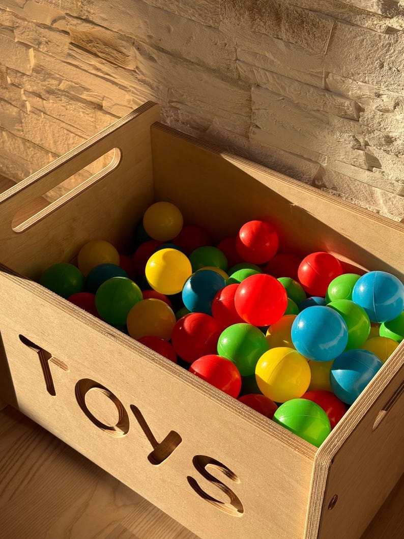 Handmade Wooden Toy Box With Handles - Engraved 'TOYS' Design - Etsy
