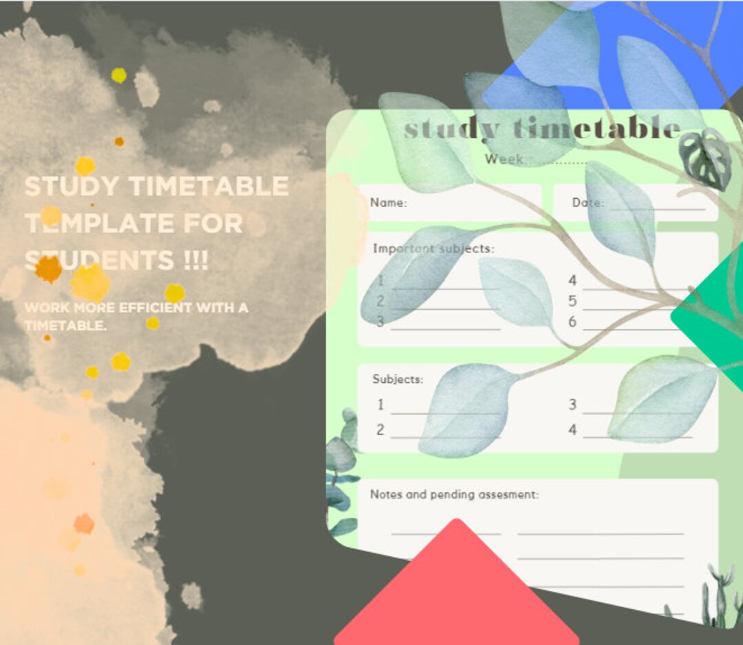 STUDY TIMETABLE TEMPLATE on Canva for Students Worlwide - Etsy