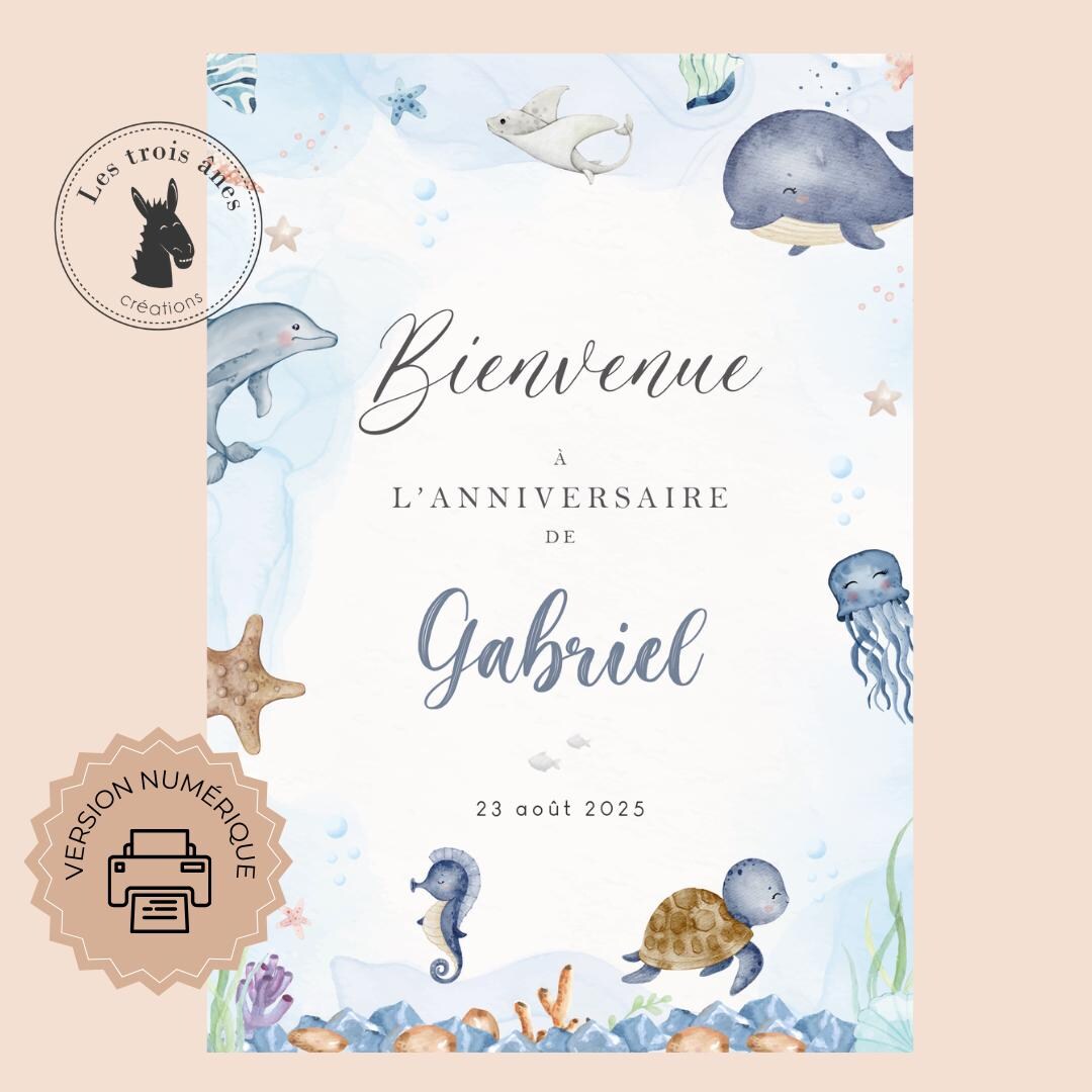 Personalized Welcome Poster for a Sea Animal Themed Birthday Party ...