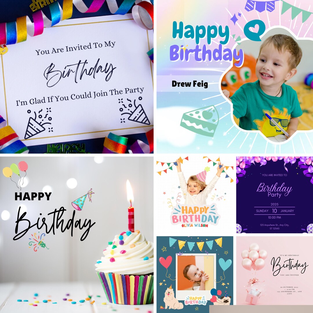 Invitation, Editable, Birthday, Birthday Canva, Canva Editable ...