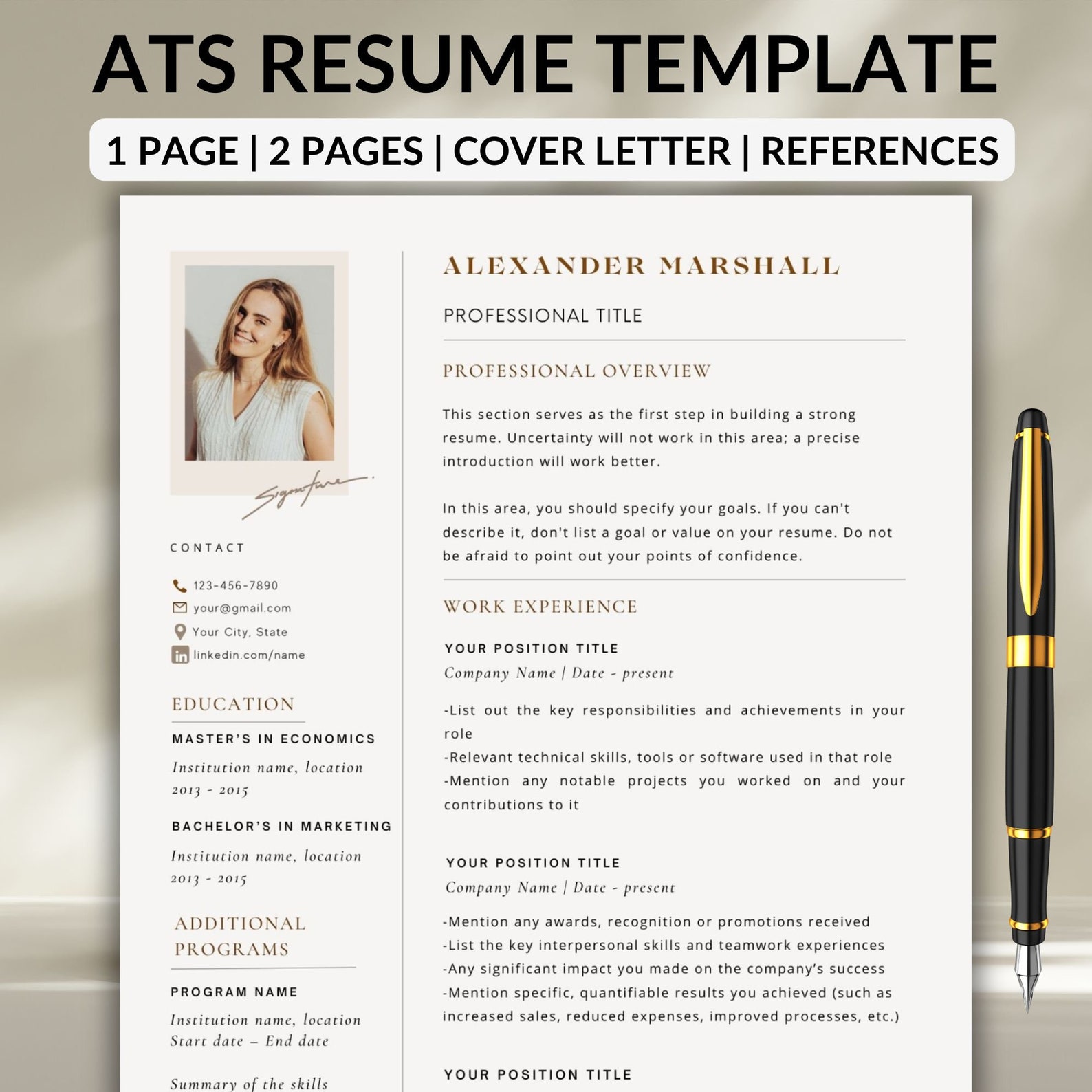 ATS Friendly Resume Template, Word and Pages Resume, ATS Compatible ...