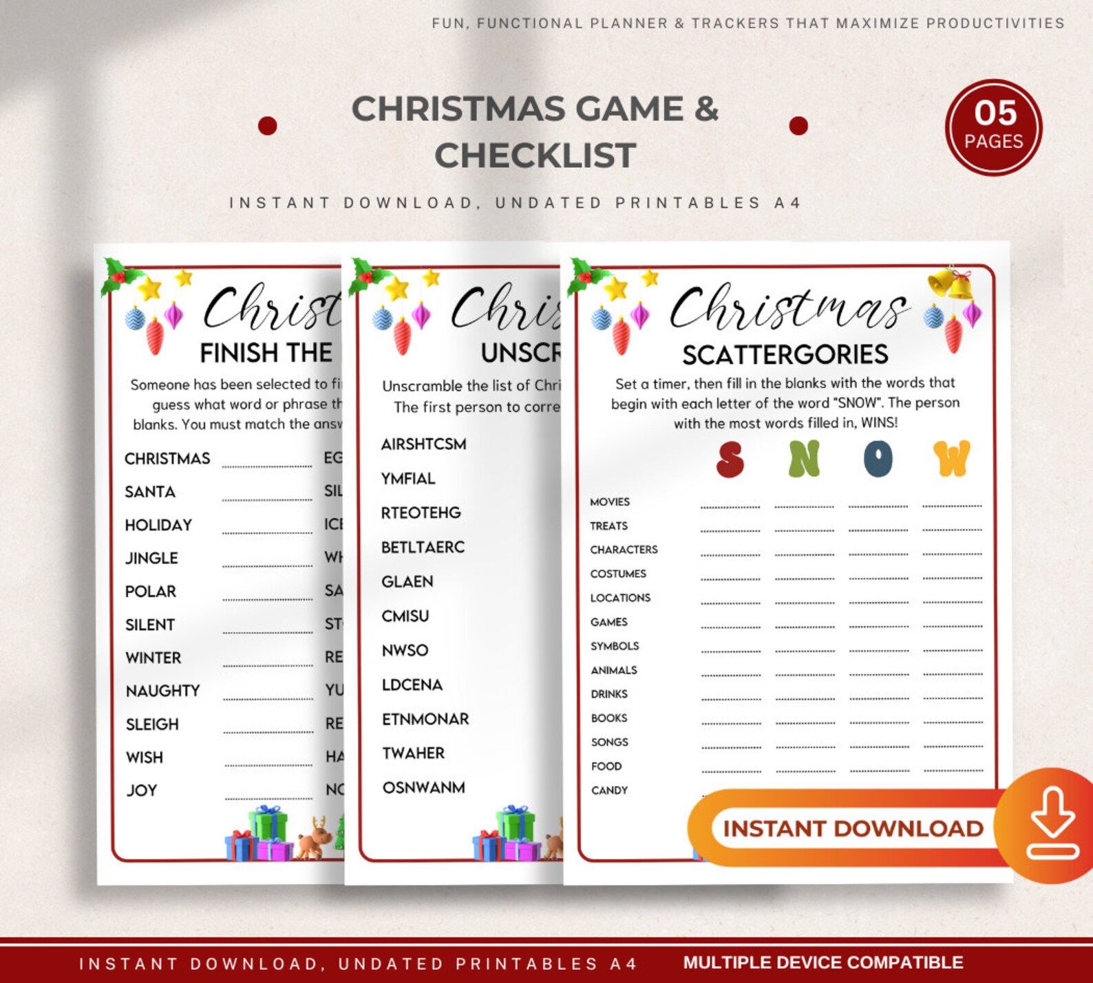 Printable Christmas Word Search Game, Holiday Activity Sheet, Festive ...