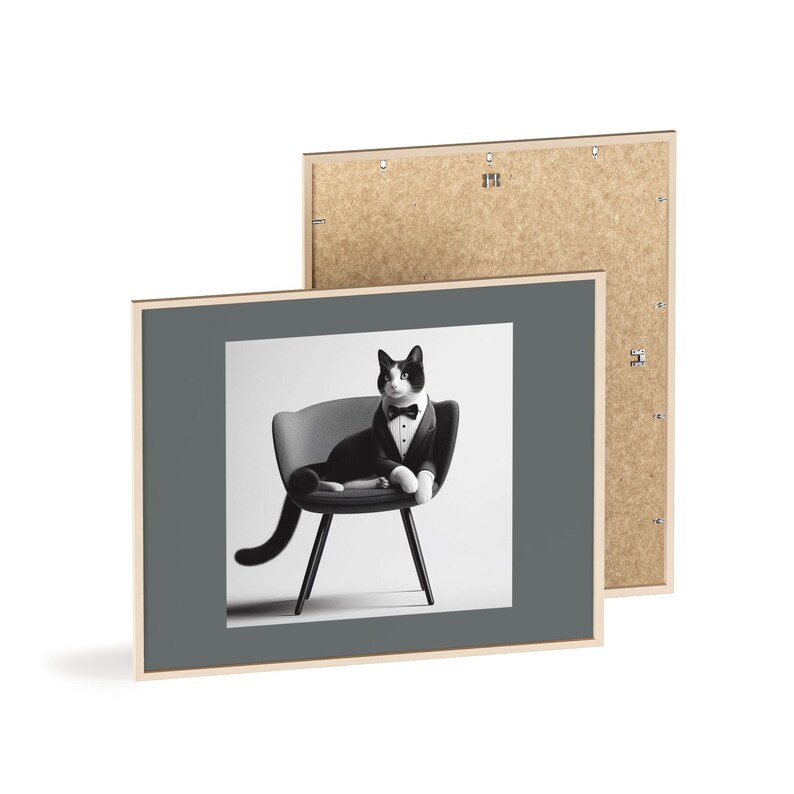 Tuxedo Cat Wall Art in Wooden Frame Handmade Cat Lover Decor Rustic ...