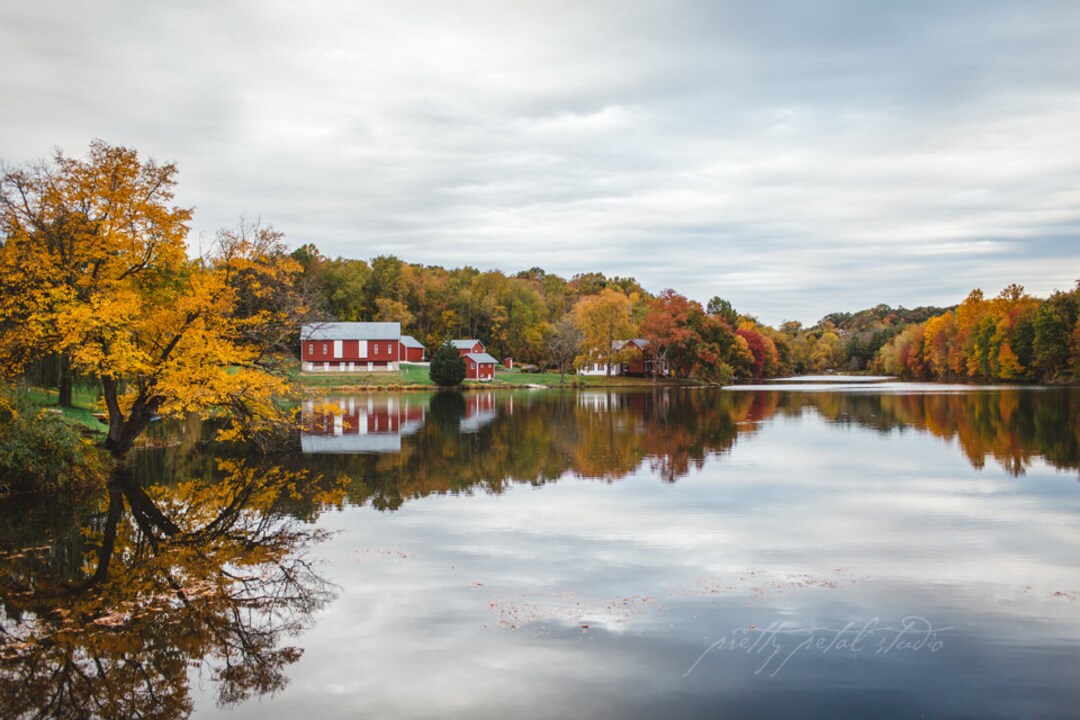 Autumn Lake House Photo Print: Rustic Woodland Wall Art - Etsy