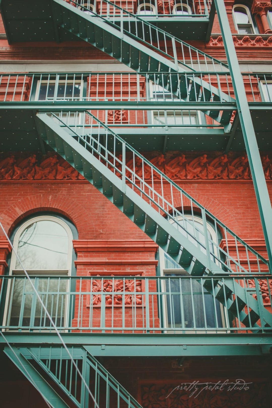 FIRE ESCAPE . Abstract Architecture Print . Modern Art . Orange and ...