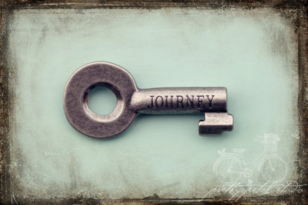 Skeleton Key Print: Teal Vintage Travel Art - Etsy