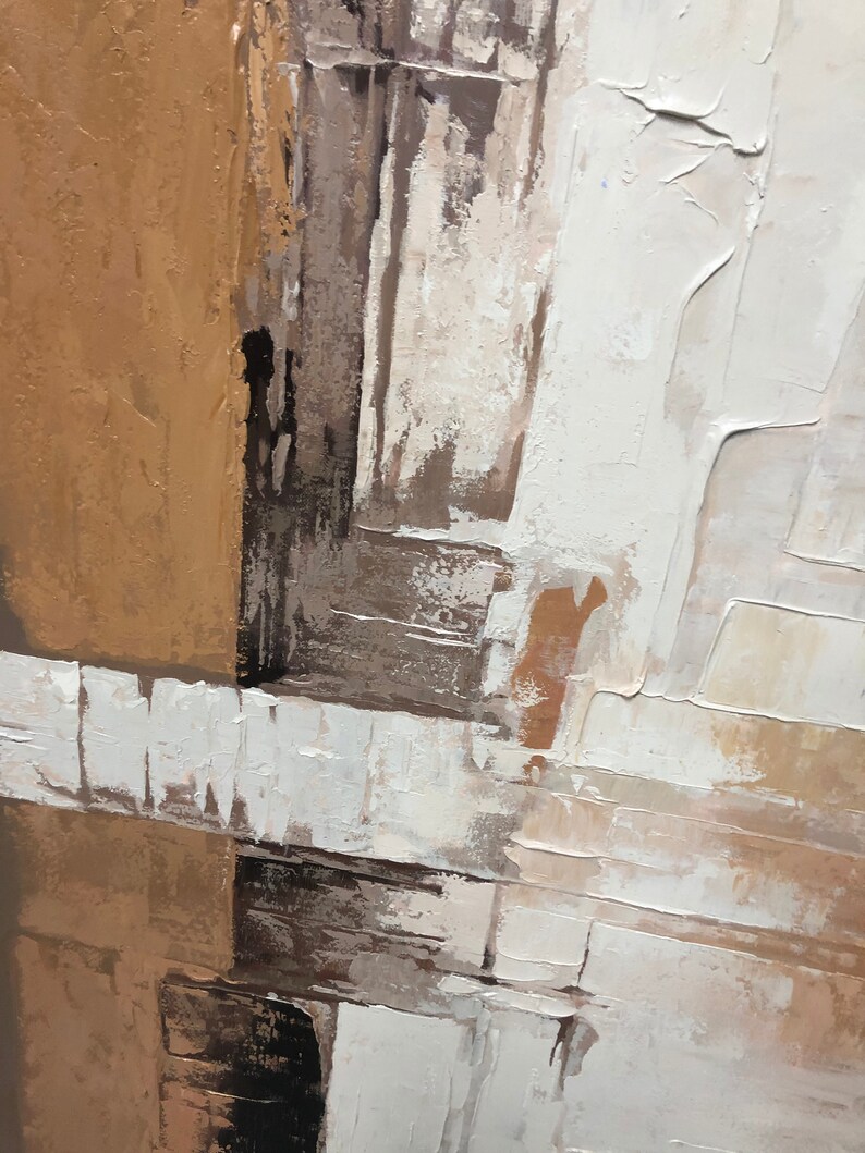 Large Scale Abstract Oil Painting, White Painting, Bedroom Hanging ...