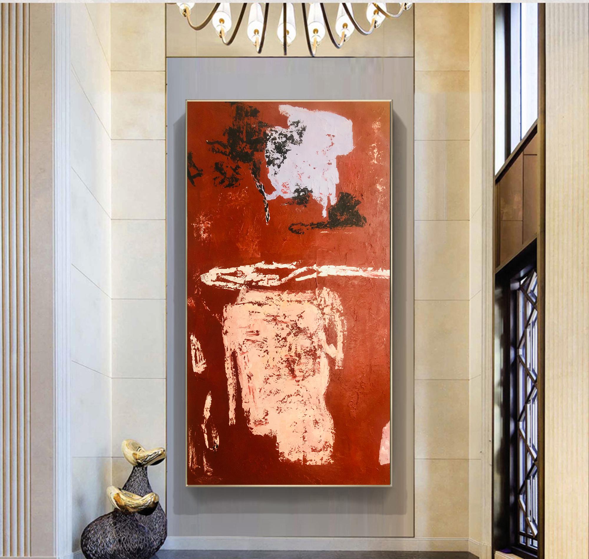 Original Red Abstract Oil Painting on Canvas, Red Mural Art, 3D ...
