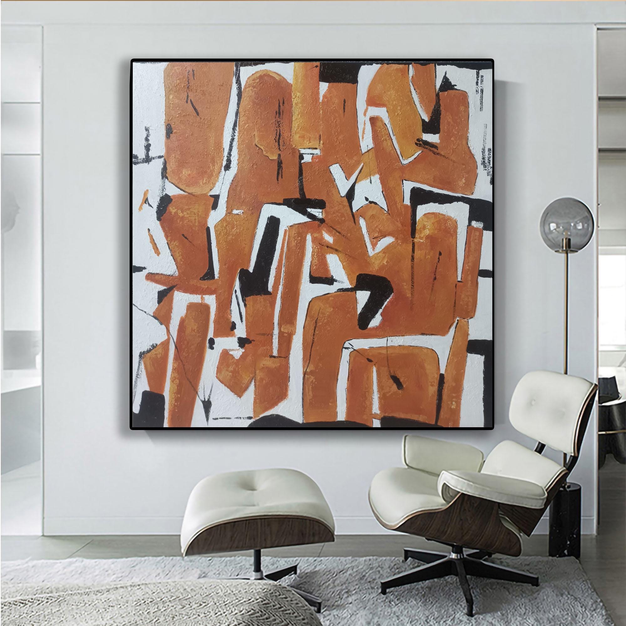 3D Abstract Painting Geometry Orange Vertical Abstract Color Mural 3D ...
