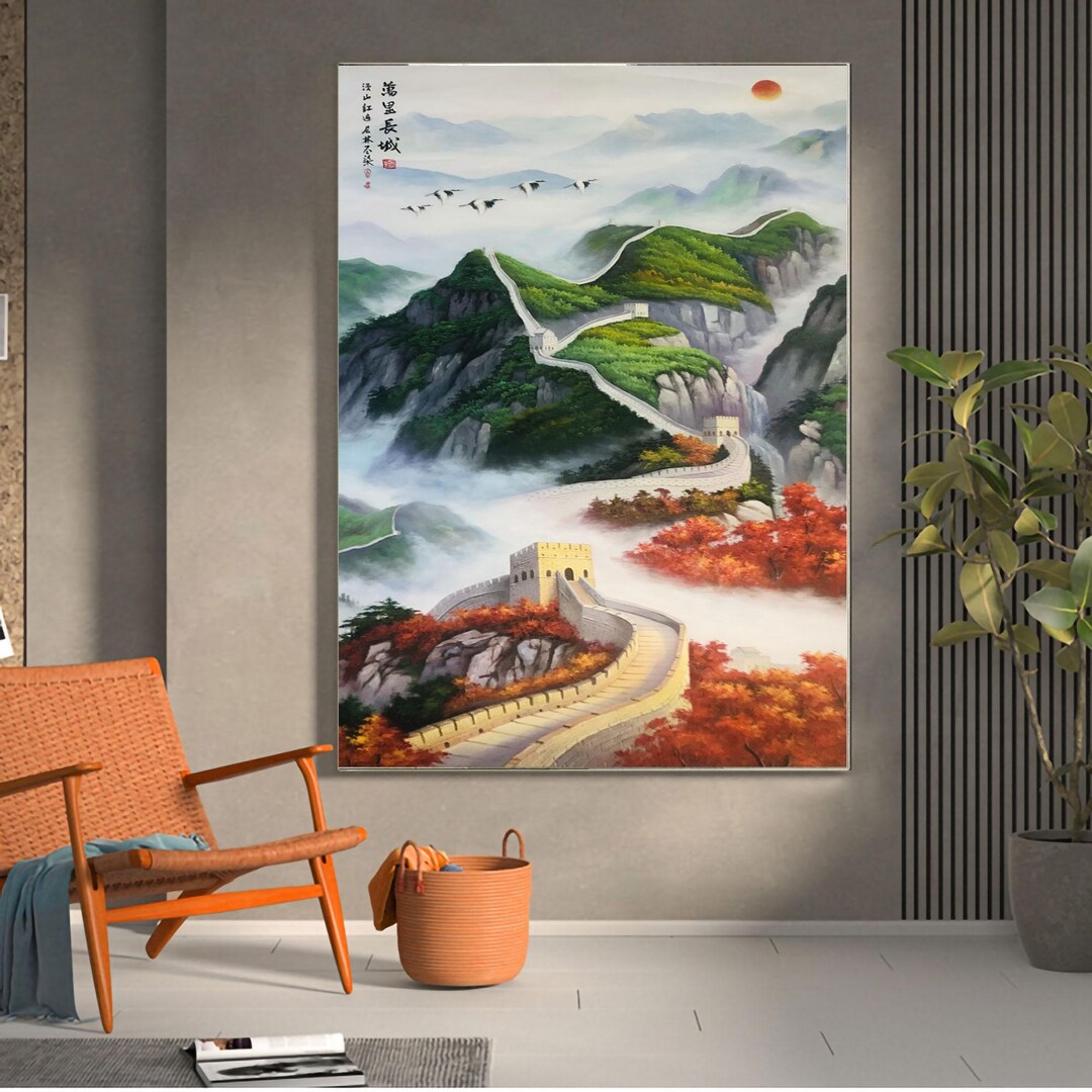 Original Realistic Oil Painting of the Great Wall, Great Wall Mural Art ...