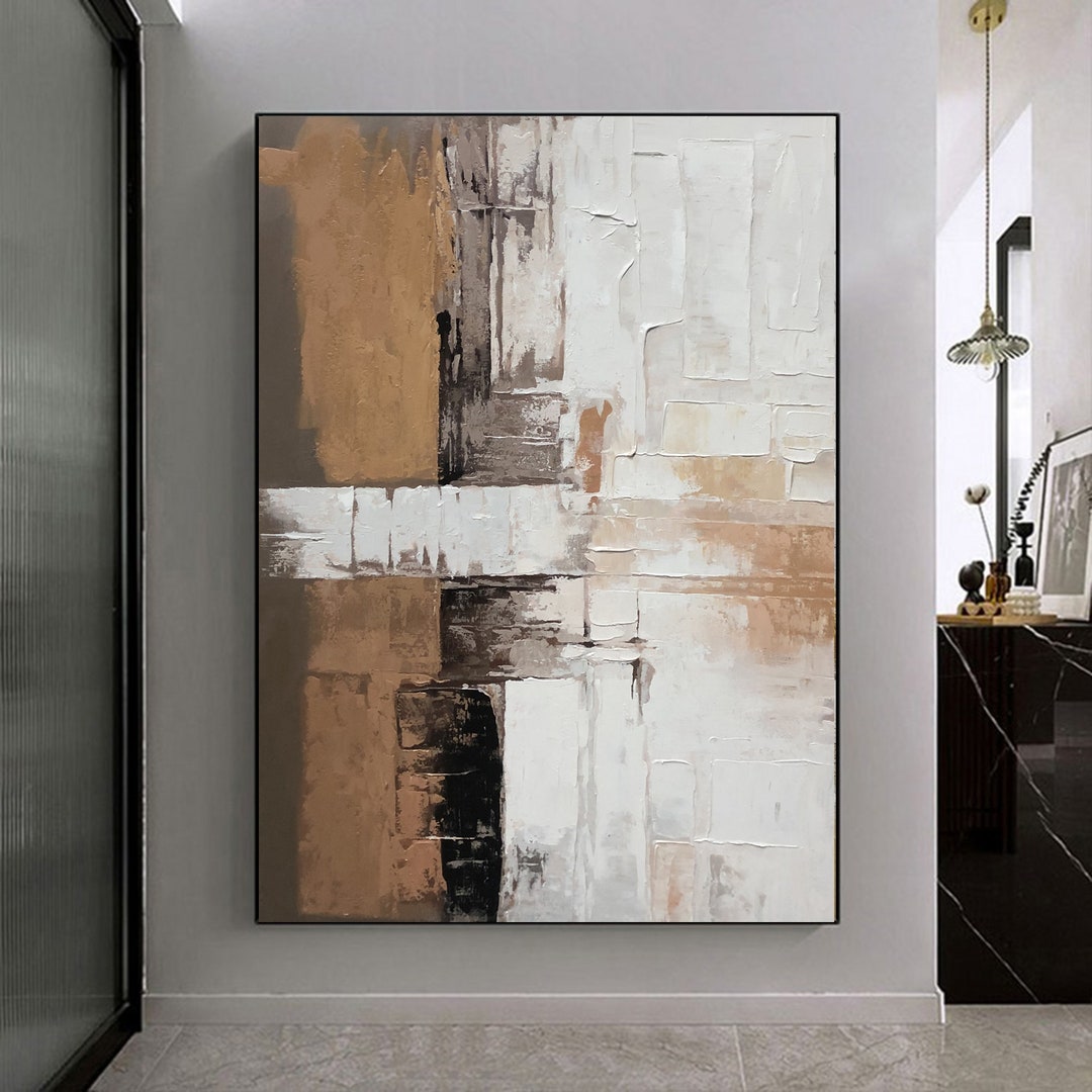 Large Scale Abstract Oil Painting, White Painting, Bedroom Hanging ...