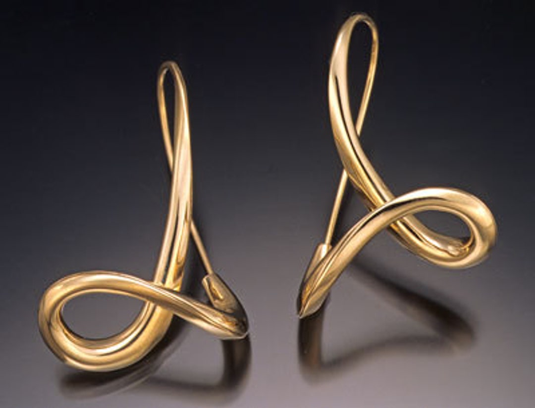 14K Gold Earrings, Solid Gold Earring, Contemporary Gold Earrings. - Etsy