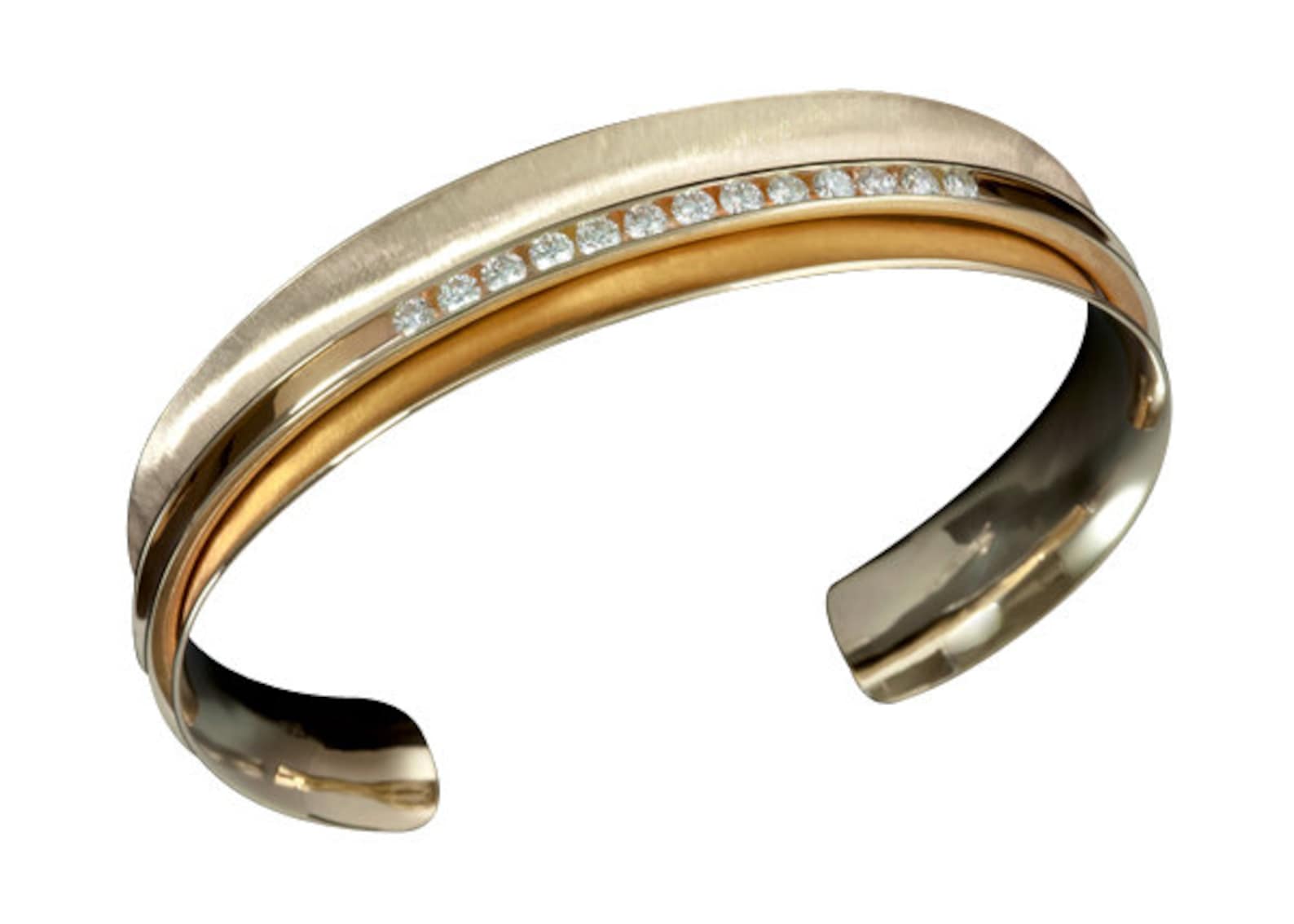 14K Solid Gold Diamond Cuff Bracelet. - Etsy