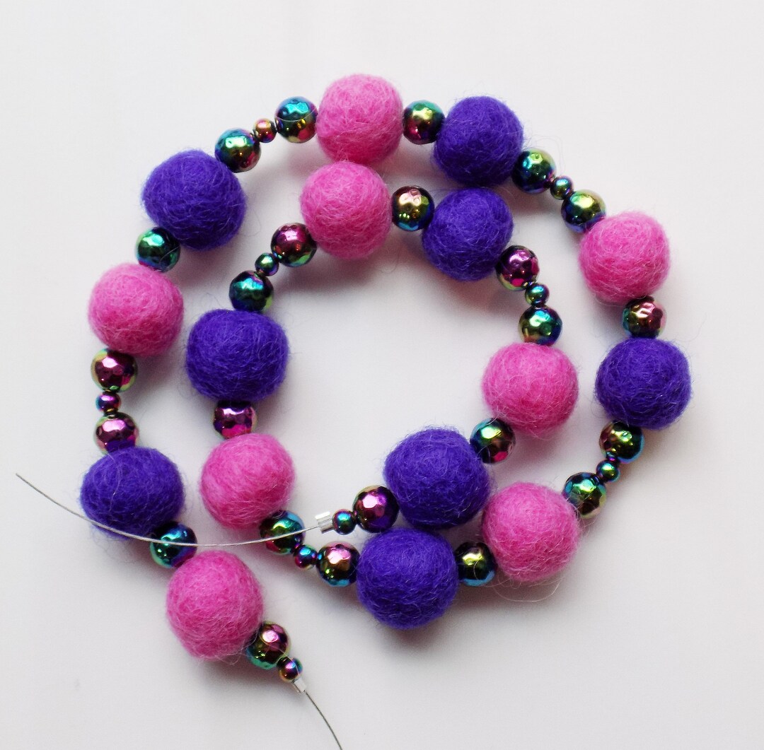 Felt Beads With Peacock Glass Spacers - Etsy