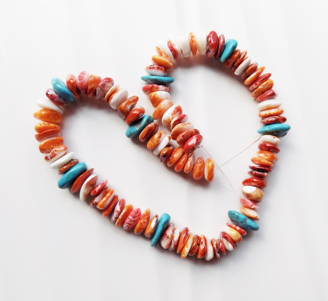 Spiny Oyster and Turquoise Wafer/nugget Beads - Etsy