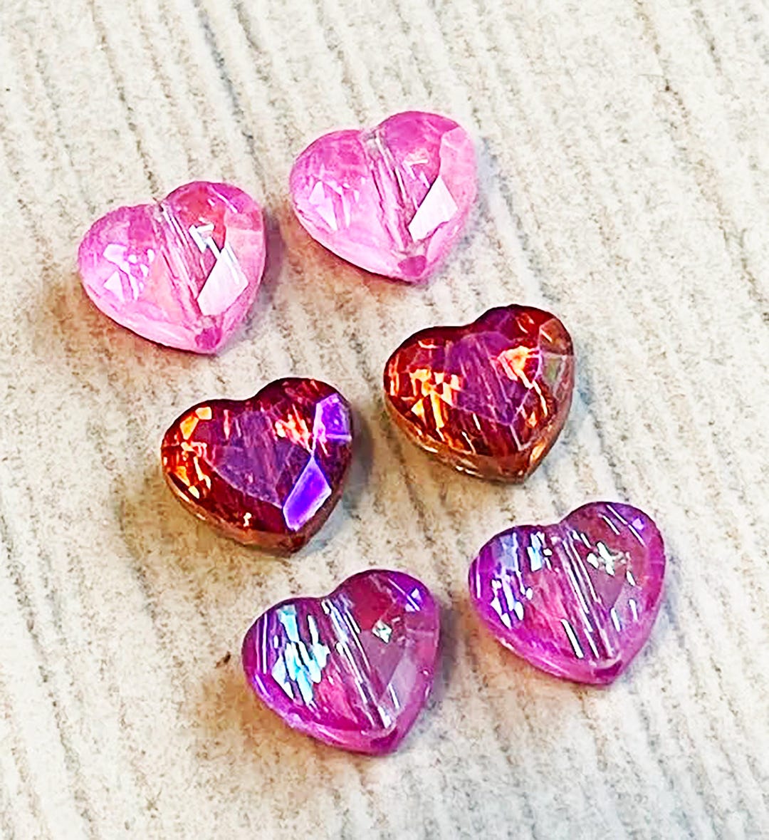 Bead Treasures 6 Pc. Shades of Pink Valentine Heart Beads - Etsy