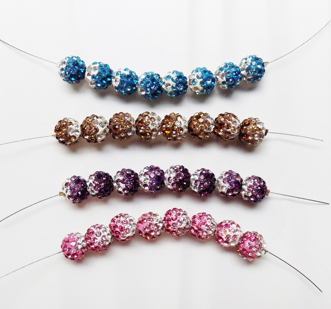 LOT of 4, Crystal Embedded Clay Bead Strands—9mm - Etsy