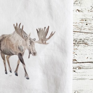 Moose French Linen Tea Towel, White Stone Washed Dish Towel, Kitchen ...