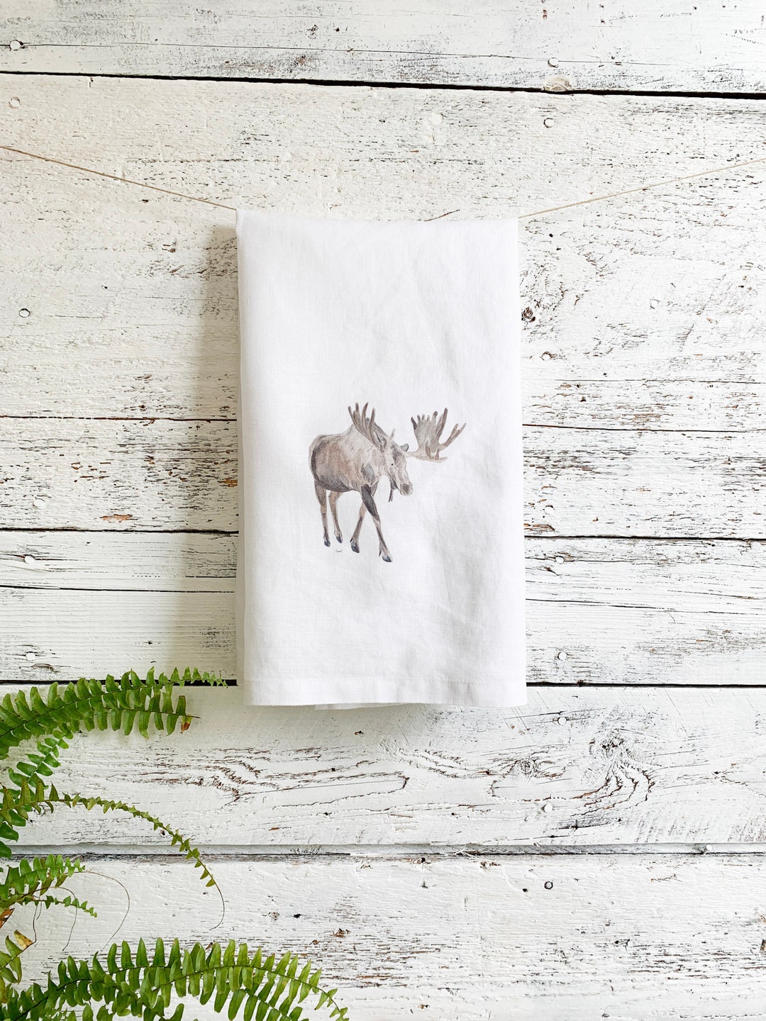 Moose French Linen Tea Towel, White Stone Washed Dish Towel, Kitchen ...