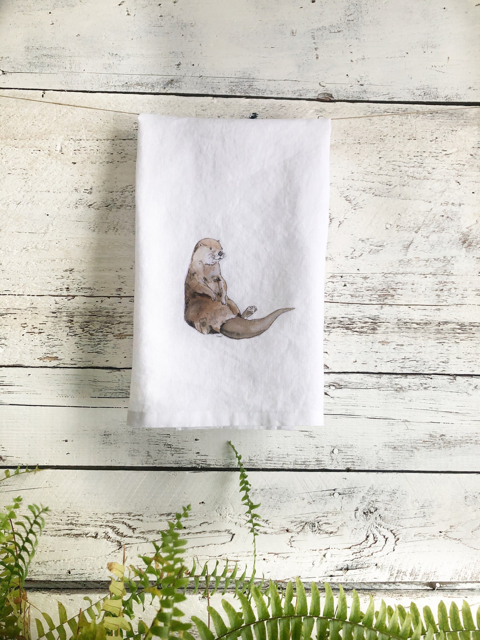 Coastal Linen Tea Towels Set of 4 Art by Emma Pyle - Etsy