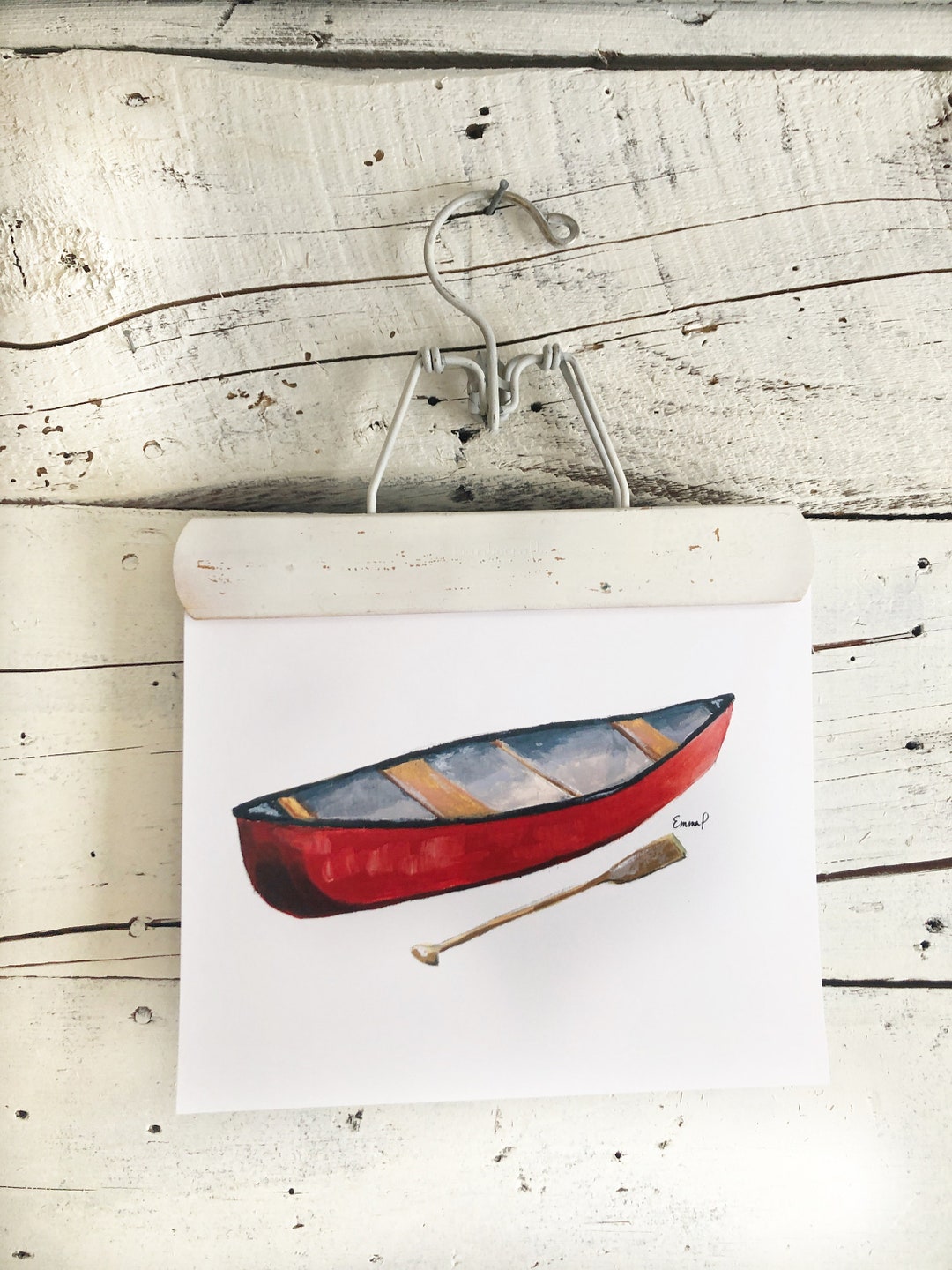 Art Print of Red Canoe and Paddle 5 by 7 or 8 by 10 Inches - Etsy