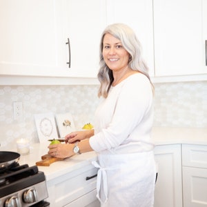 Wren Linen Cafe Apron, Half Bistro Apron With Watercolor Bird Art, Art ...