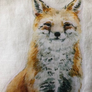 Linen Fox French Linen Pillow Cover, Fox Home Decor, Gift for Animal ...