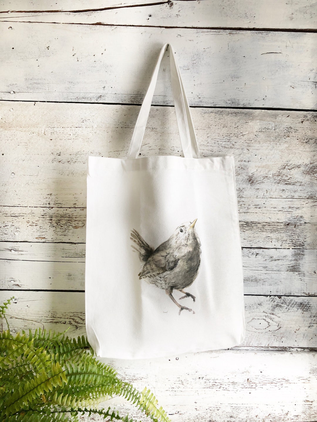 Eco Friendly Canvas Tote Bag With Art by Emma Pyle, Wren Water Color ...