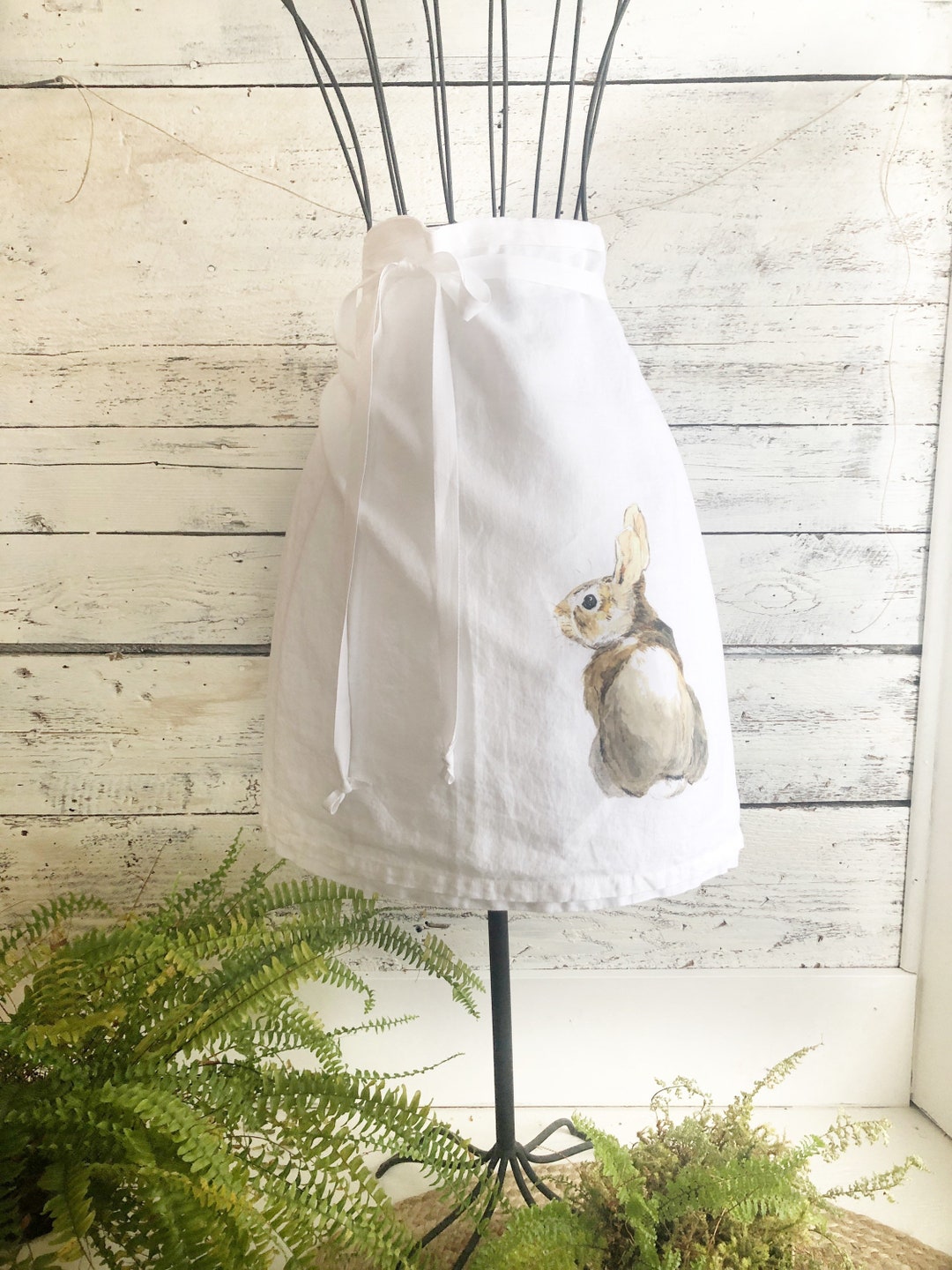 Linen Cafe Apron With Bunny Print, Art by Emma Pyle. Gift for Cook to ...