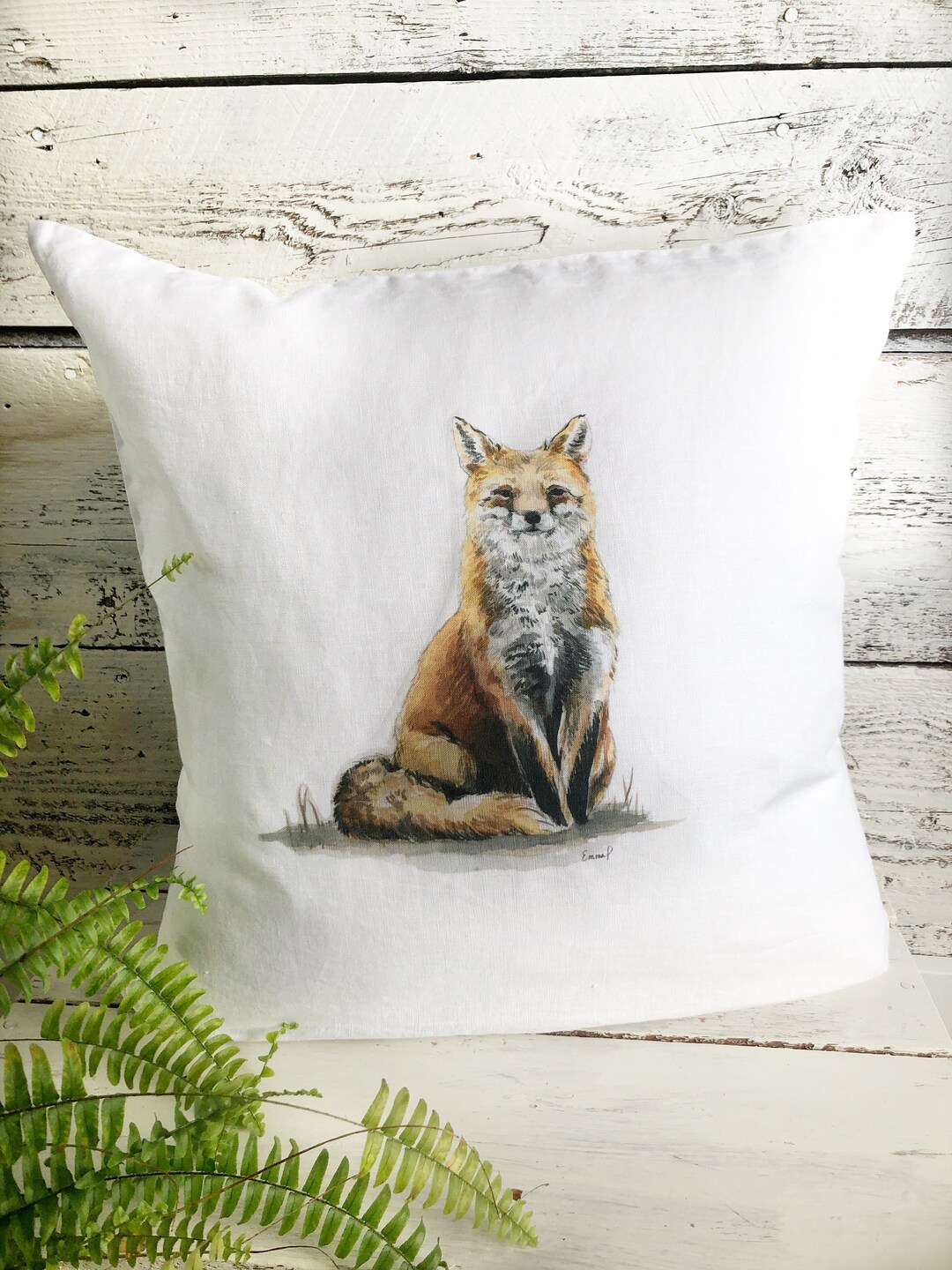 Linen Fox French Linen Pillow Cover, Fox Home Decor, Gift for Animal ...