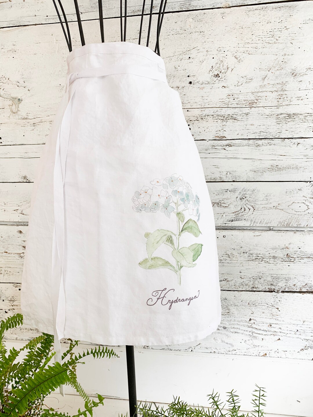 Cafe Apron With Blue Hydrangea Watercolor Print. One Size Fits All ...