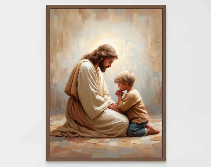 Jesus Praying With Boy, Christian Art, Jesus and Boy, Jesus Painting ...