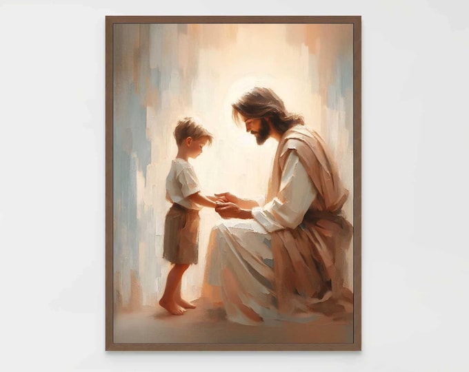 Jesus und Junge, christliche Malerei, Jesus mit Junge, Jesus Malerei ...