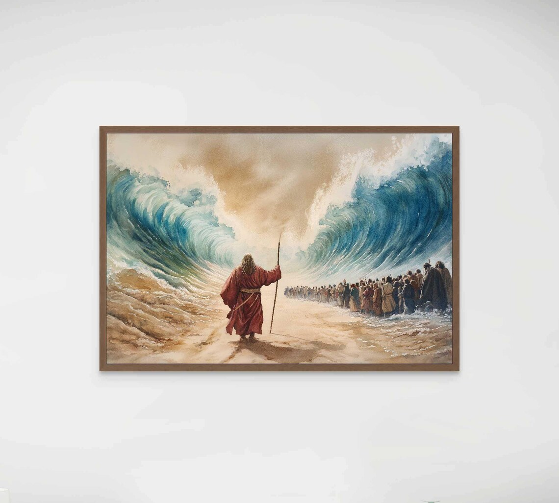 Moses Parting the Red Sea, Christian Art, Old Testament Art, Exodus ...