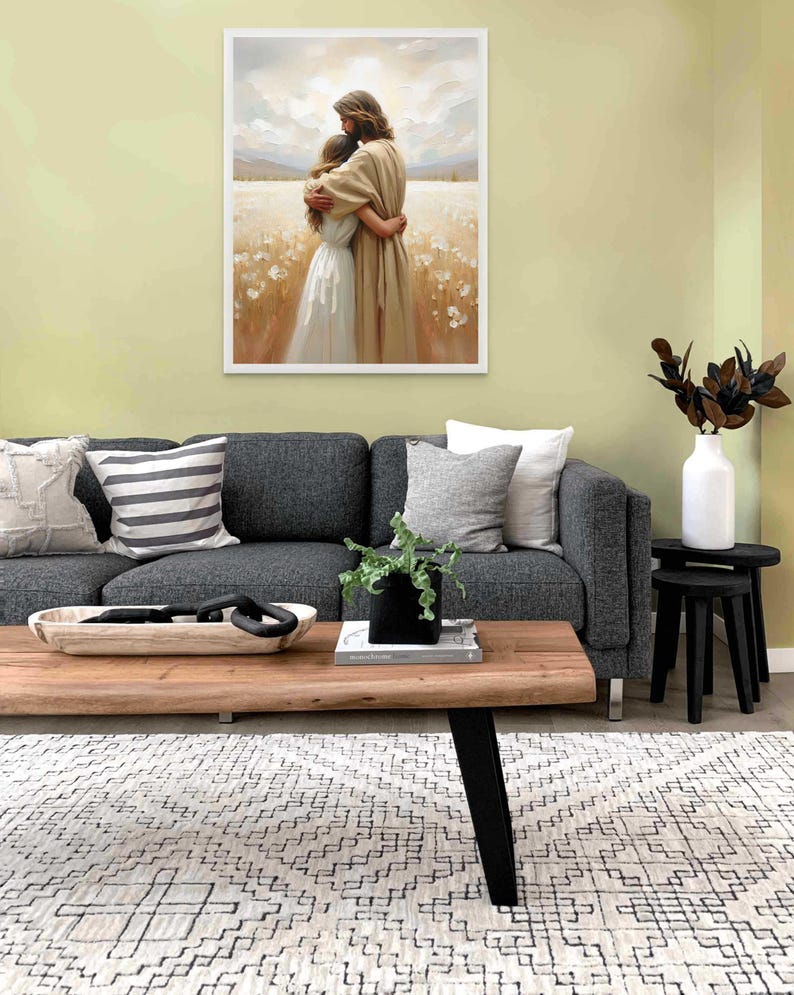 Embrace of Love, Christian Wall Art, Jesus Hugging Girl, Jesus Painting ...