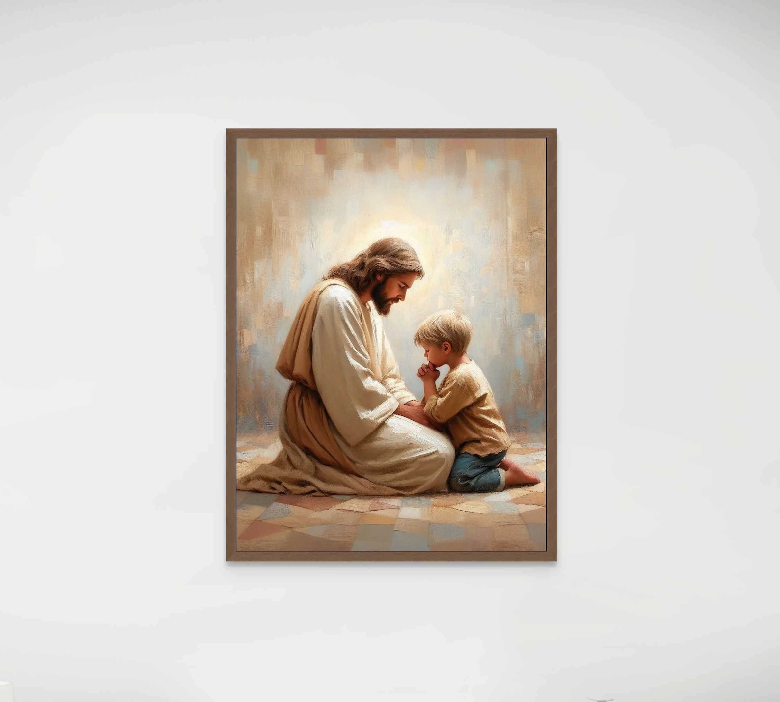 Jesus Praying With Boy, Christian Art, Jesus and Boy, Jesus Painting ...