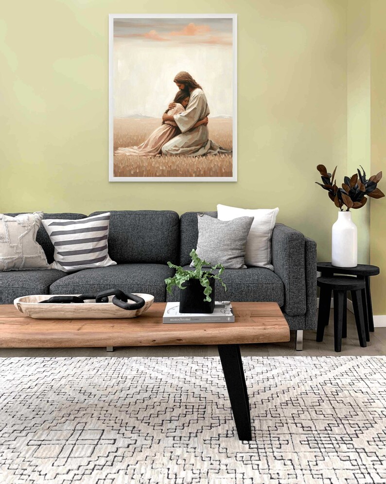 Safe With Jesus, Christian Art, Jesus Hugging Woman, Jesus Painting ...