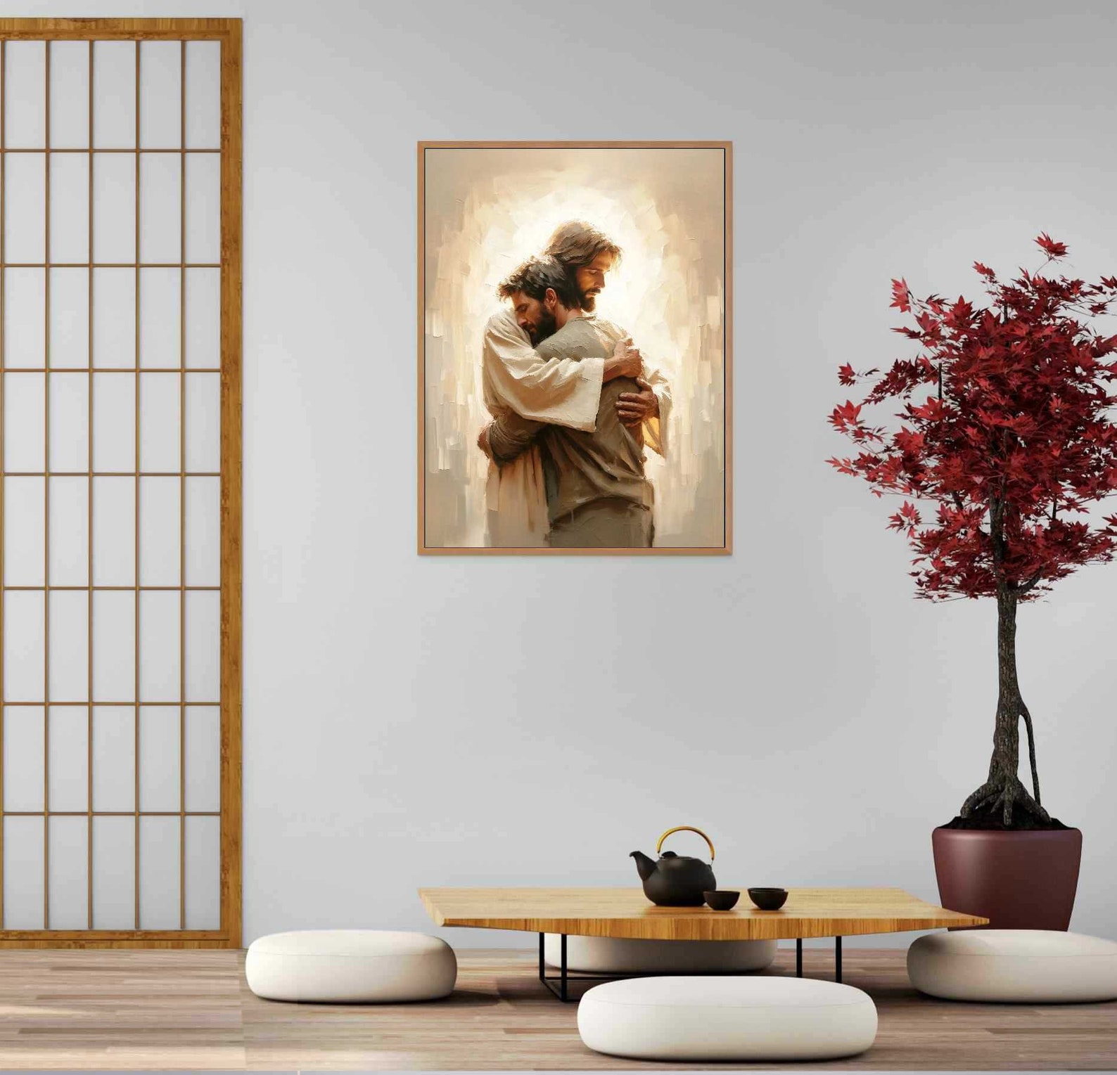 A Sacred Bond, Christian Painting, Jesus Hugging Man, Jesus Painting ...