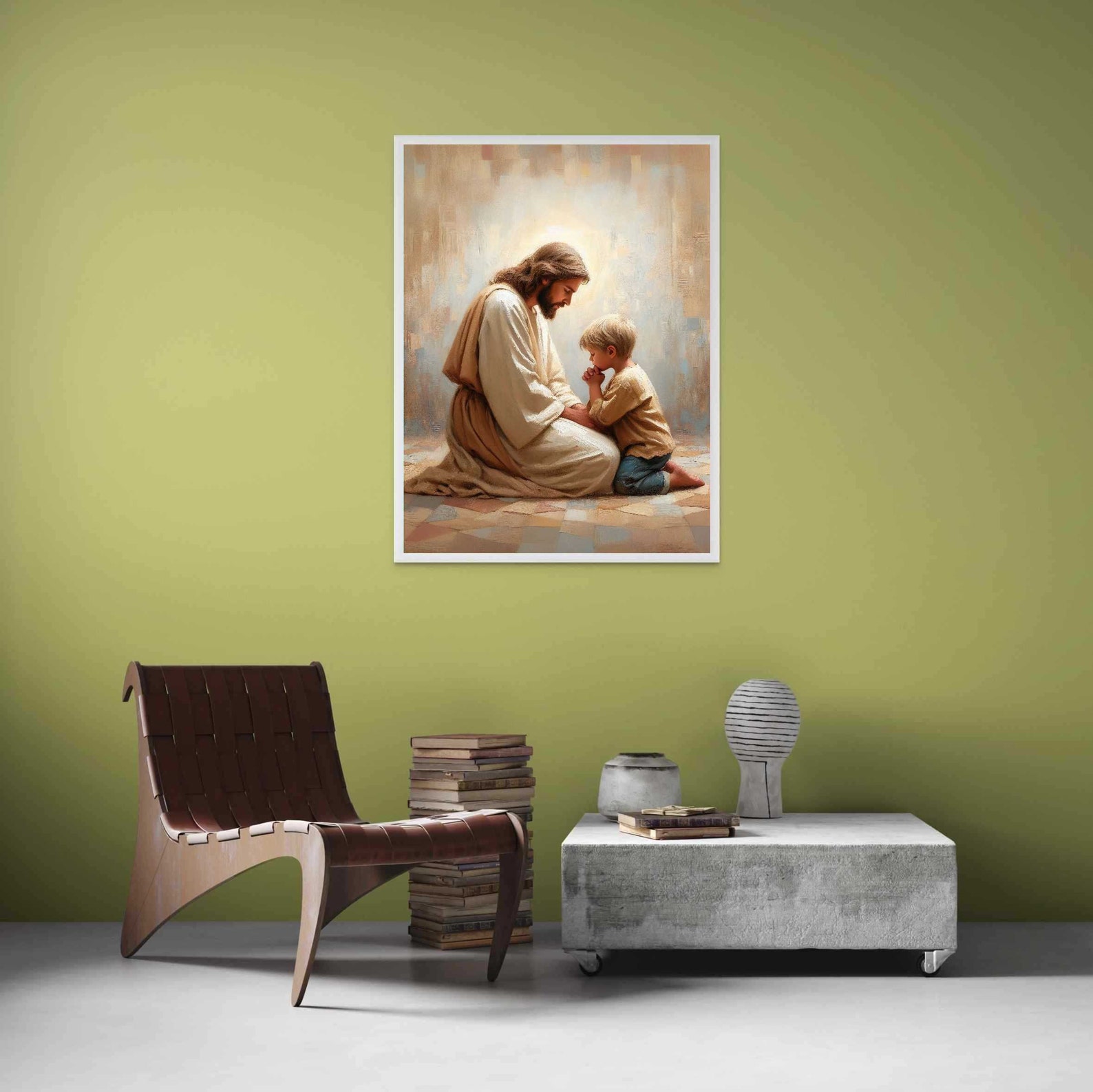 Jesus Praying With Boy, Christian Art, Jesus and Boy, Jesus Painting ...
