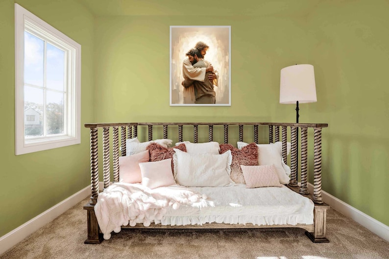 A Sacred Bond, Christian Painting, Jesus Hugging Man, Jesus Painting ...