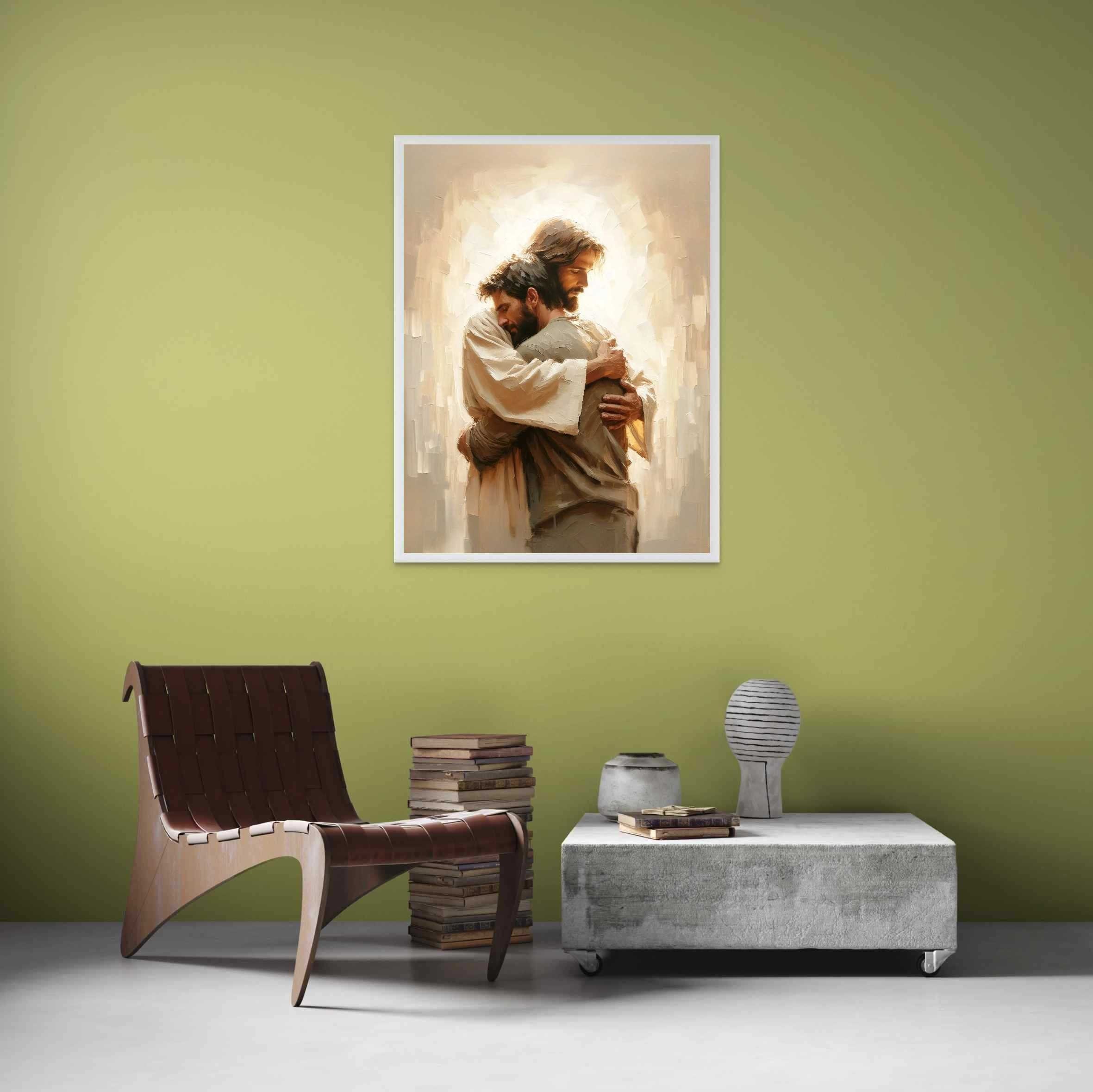 A Sacred Bond, Christian Painting, Jesus Hugging Man, Jesus Painting ...