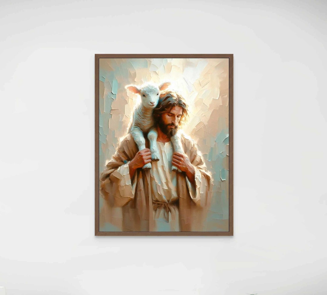 Shepherd's Love, Christian Wall Art, Jesus and Lamb, Jesus Painting ...