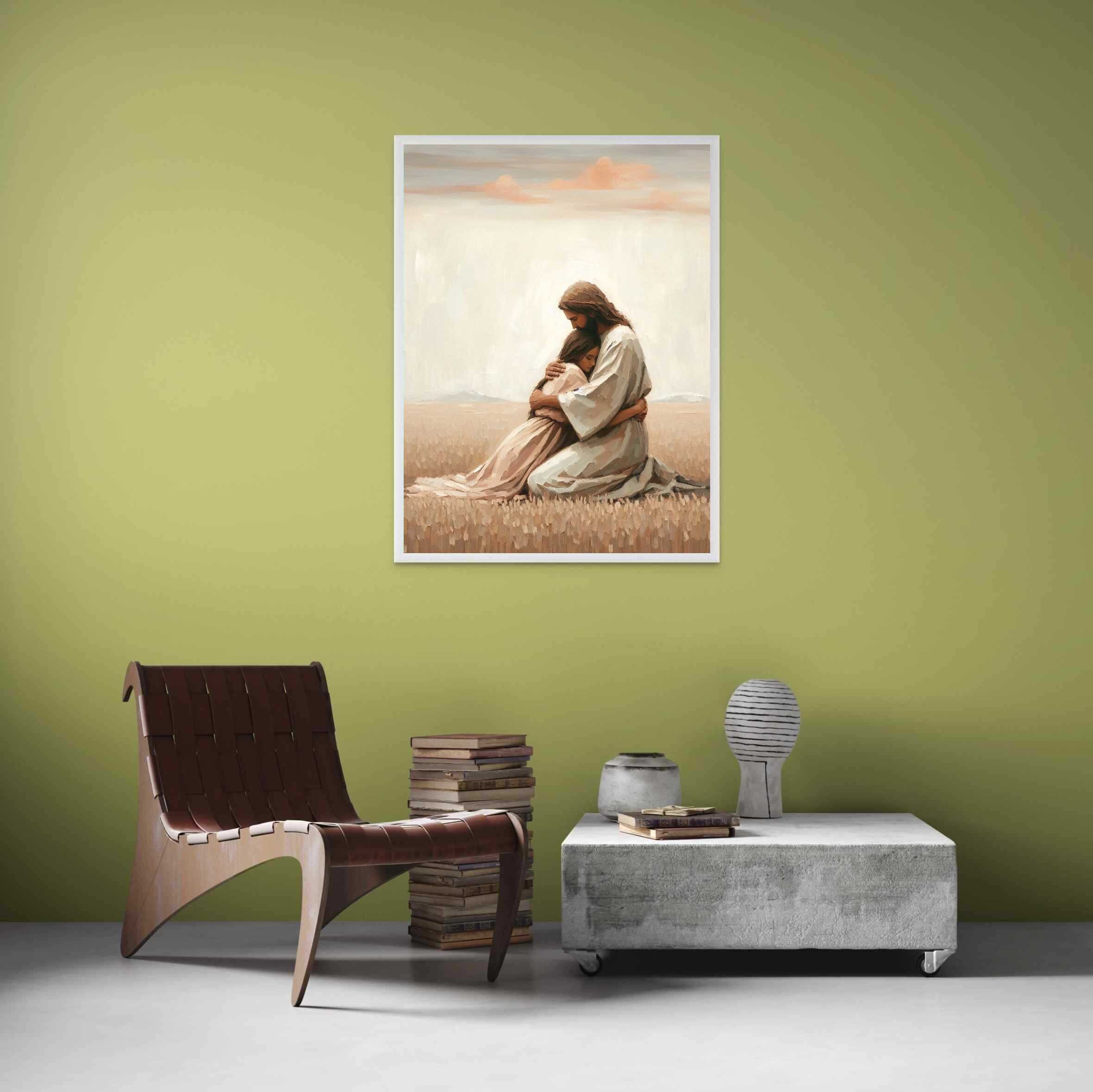 Safe With Jesus, Christian Art, Jesus Hugging Woman, Jesus Painting ...