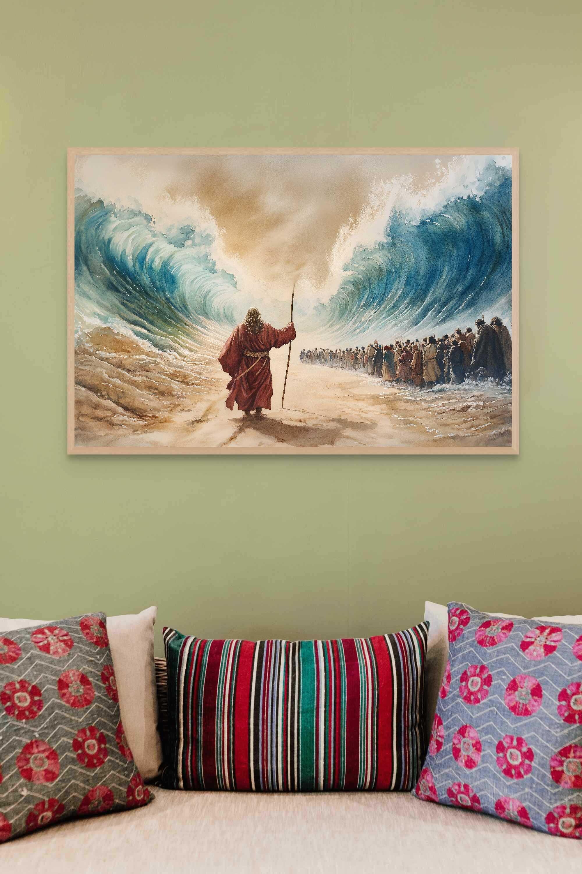 Moses Parting the Red Sea, Christian Art, Old Testament Art, Exodus ...