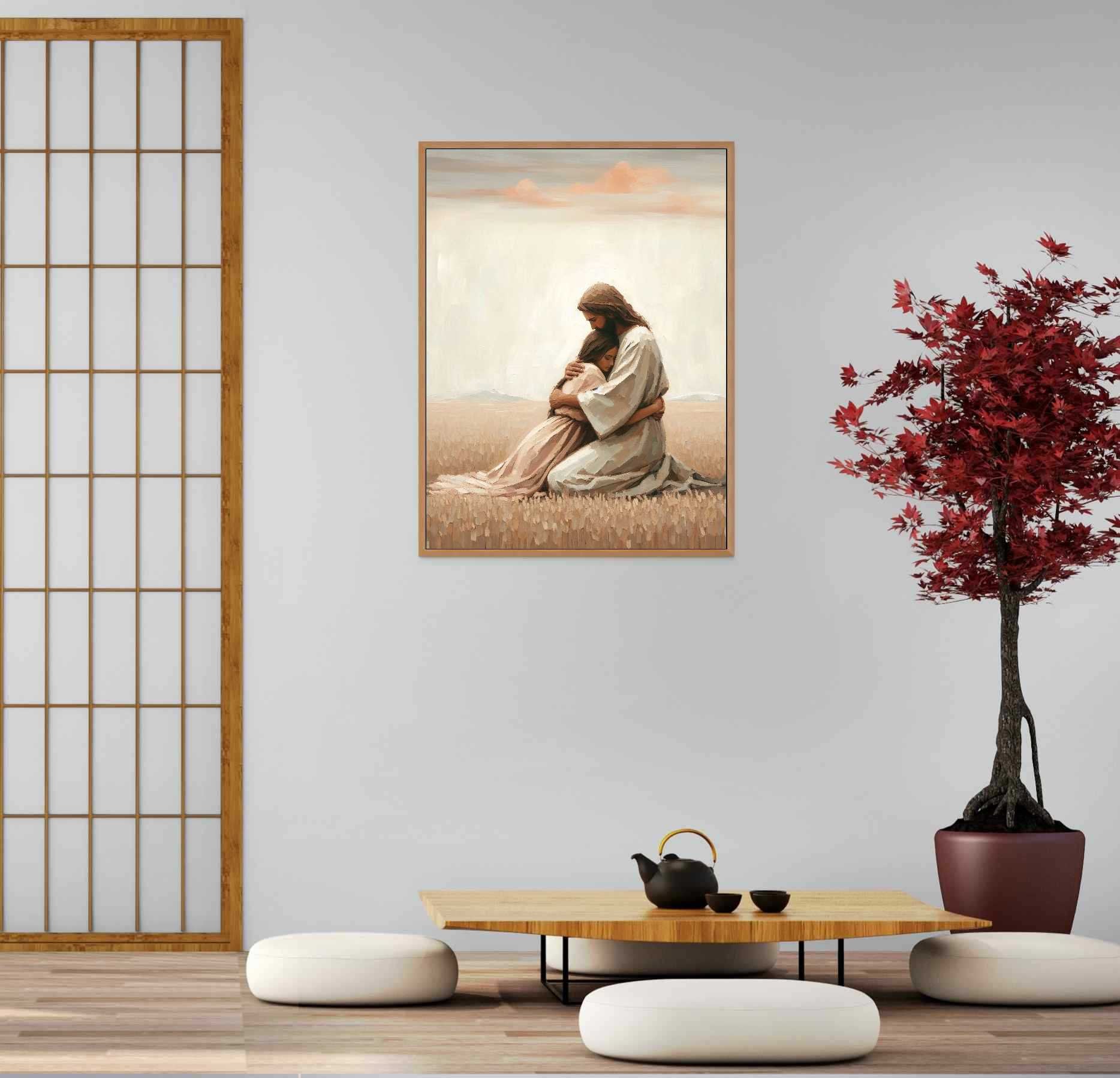 Safe With Jesus, Christian Art, Jesus Hugging Woman, Jesus Painting ...
