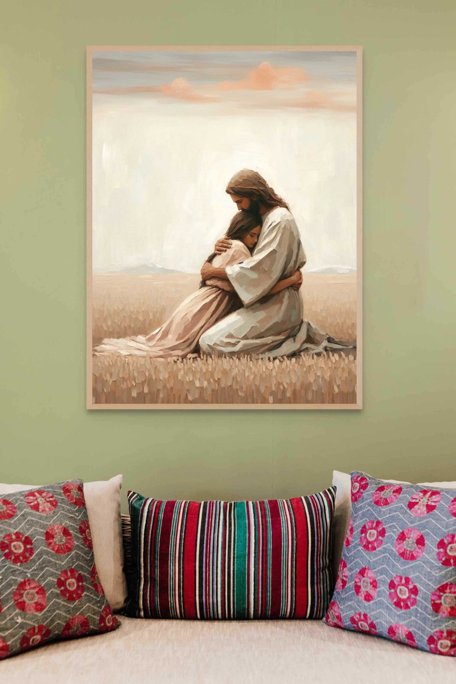Safe With Jesus, Christian Art, Jesus Hugging Woman, Jesus Painting ...